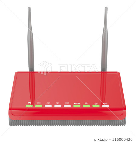 Red Wireless Internet Router, 3D renderingのイラスト素材 [116000426] - PIXTA