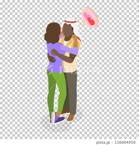 3D Isometric Flat Set of Lovers Couples. Item 3のイラスト素材 [116004950] - PIXTA