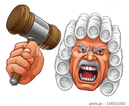 Angry Judge Hammer Gavel Cartoon Characterのイラスト素材 [116021092] - PIXTA