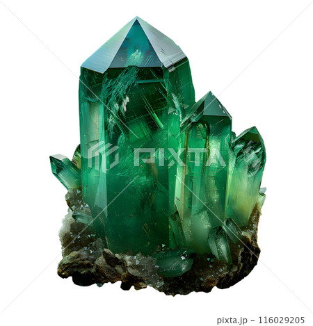 Large, green emerald, smaragd crystal cluster...のイラスト素材 [116029205] - PIXTA