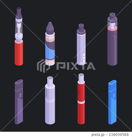 Isometric electronic cigarettes. Vape smoke...のイラスト素材 [116030568] - PIXTA