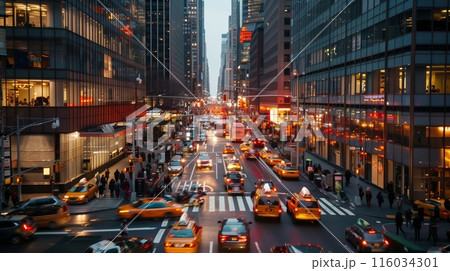 A bustling urban junction with cool LED...のイラスト素材 [116034301] - PIXTA