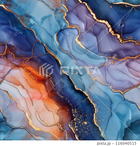 Dynamic abstract art featuring undulating blue...のイラスト素材 [116040515 ...