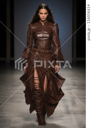 Elegant, stylish runway model showcasing a chic...のイラスト素材 [116056814 ...