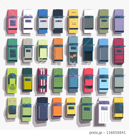 big set of different cars top viewのイラスト素材 [116058841] - PIXTA