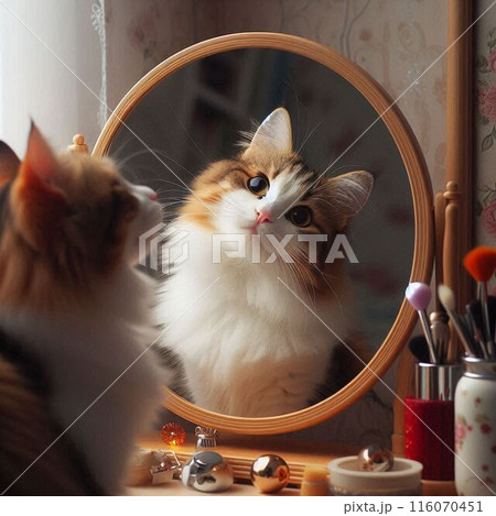 Cat Mirror Memes Cat Looking His Funny Reflection Mirror Stock Photo