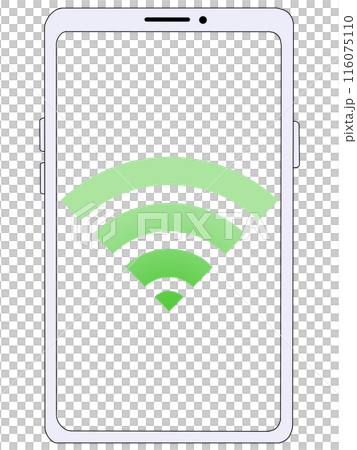 Wi-Fi (green) displayed on a smartphone (white)... - Stock Illustration ...