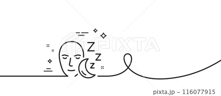Sleep line icon. Continuous one line with curl....のイラスト素材 [116077915 ...