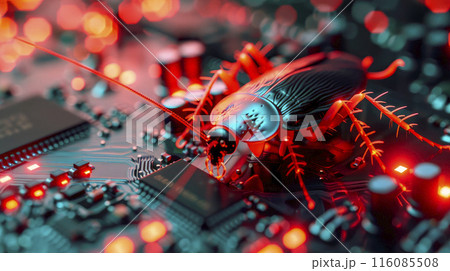Cockroach climbing on the integrated circuit....のイラスト素材 [116085508] - PIXTA