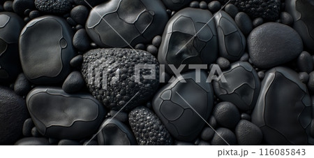 Rounded smooth black stone pattern. Lava stone...のイラスト素材 [116085843 ...