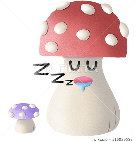 Cute sleepy mushroom illustration のイラスト素材 [116089558] - PIXTA