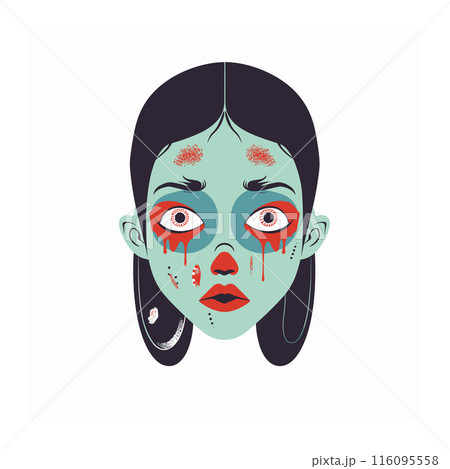 Zombie girl illustration blood tears flowing...のイラスト素材 [116095558] - PIXTA
