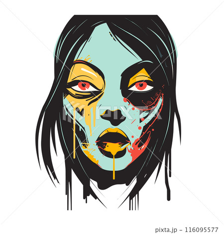 Zombie woman portrait vector illustration...のイラスト素材 [116095577] - PIXTA