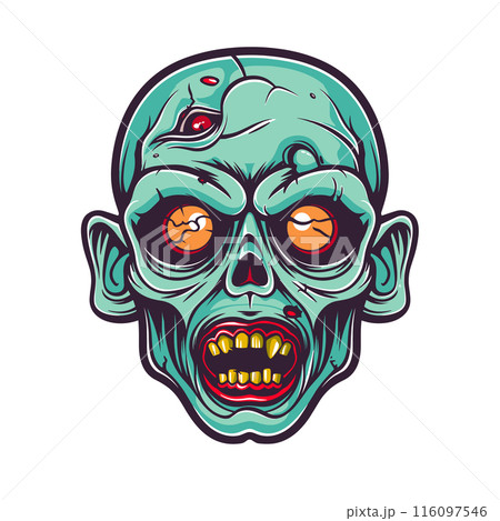 Zombie head vector illustration vivid colors....のイラスト素材 [116097546] - PIXTA