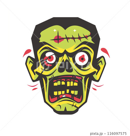 Cartoon zombie head illustration expressing...のイラスト素材 [116097575] - PIXTA