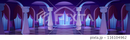Medieval royal castle ballroom interior at nightのイラスト素材 [116104962] - PIXTA