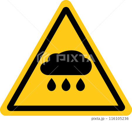 Heavy rain warning icon. Torrential rain hazard...のイラスト素材 [116105236 ...