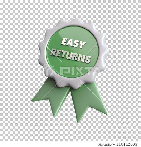 easy returns badge 3D medal on transparent bg - Stock Illustration ...