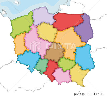 Vector illustrated blank map of Poland with...のイラスト素材 [116117112] - PIXTA