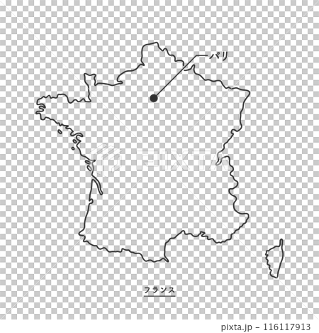 Simple blank map of France - Line map with... - Stock Illustration ...