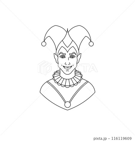 Line art style jester icon on white background.のイラスト素材 [116119609] - PIXTA