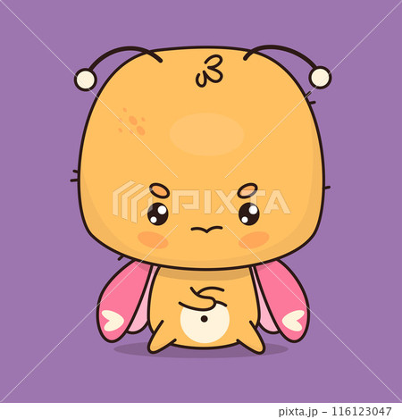 Sad unhappy butterfly character. Funny cartoon...のイラスト素材 [116123047 ...