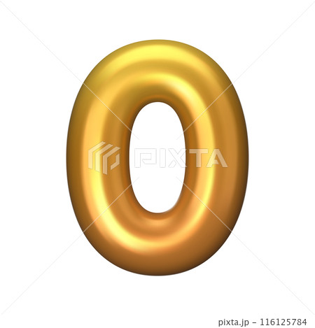 Numeral 0 - Golden Plastic Balloon Number zero...のイラスト素材 [116125784] - PIXTA