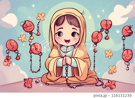 Girl chanting with charm for luck.Cartoon...のイラスト素材 [116131230] - PIXTA
