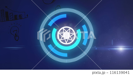 Image of processing circle on dark blue backgroundのイラスト素材 [116139041 ...