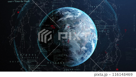 Image of connected dots and binary codes with...のイラスト素材 [116148469] - PIXTA