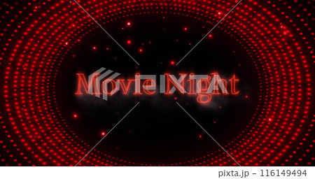 Image of movie night text in red neon over oval...のイラスト素材 [116149494 ...