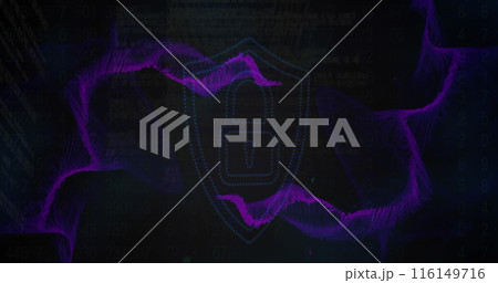 Image of wave patterns over computer language...のイラスト素材 [116149716] - PIXTA