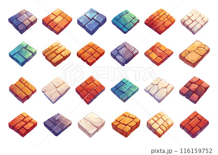 Cartoon Different Types of Paving Tiles Icon...のイラスト素材 [116159752] - PIXTA
