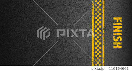 Asphalt road with yellow finish line marking,...のイラスト素材 [116164661] - PIXTA