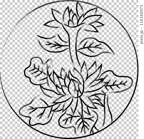 Brush-written circular Hanafuda card -... - Stock Illustration ...