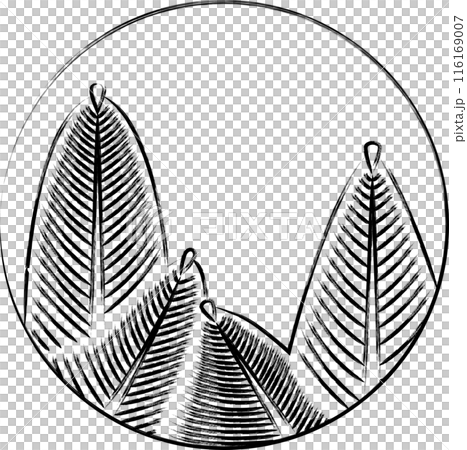 Brush-written circular Hanafuda card - January,... - Stock Illustration ...