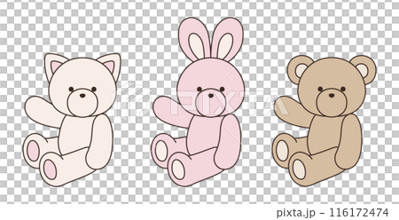 Cute bear, rabbit and cat stuffed animals... - Stock Illustration ...