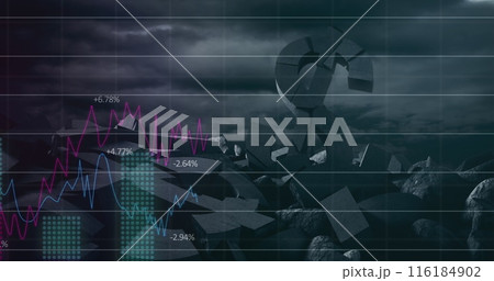 Image of data processing over broken dollar...のイラスト素材 [116184902] - PIXTA