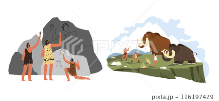 Prehistoric Humans by Fire vectorのイラスト素材 [116197429] - PIXTA