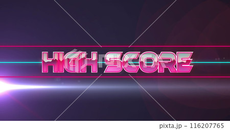 Image of high score text over neon banner and...のイラスト素材 [116207765] - PIXTA
