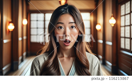 驚く女性（AI生成画像）のイラスト素材 [116213867] - PIXTA
