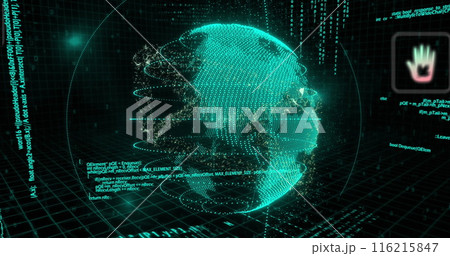 Image of icons globe rotating over binary codes...のイラスト素材 [116215847] - PIXTA