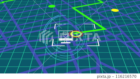 Digital map interface displaying computer icon...のイラスト素材 [116216570 ...