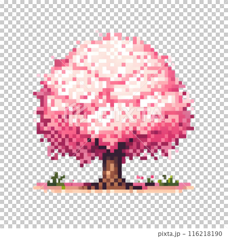 3d pink tree pixel art のイラスト素材 [116218190] - PIXTA