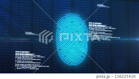 Image of fingerprint scanning with lens flare...のイラスト素材 [116225410] - PIXTA