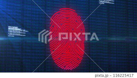 Image of fingerprint scanning with lens flare...のイラスト素材 [116225417] - PIXTA