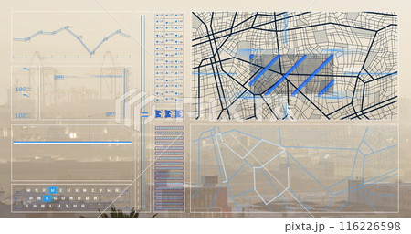 Image of digital interface on scope diagrams...のイラスト素材 [116226598] - PIXTA