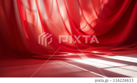 Sunlit Red Curtains with Soft Shadowsのイラスト素材 [116226613] - PIXTA