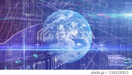 Image of binary coding and data processing over...のイラスト素材 [116228821] - PIXTA