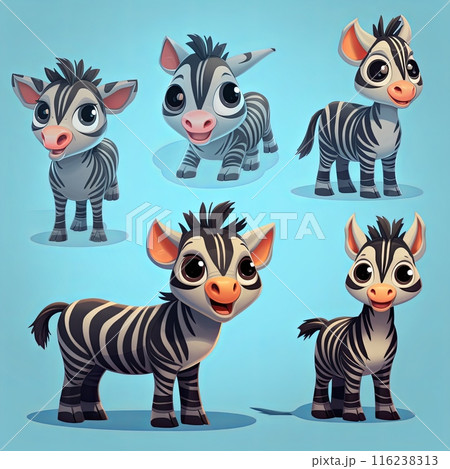 Colorful Cartoon Zebra Collection, Childrens...のイラスト素材 [116238313] - PIXTA